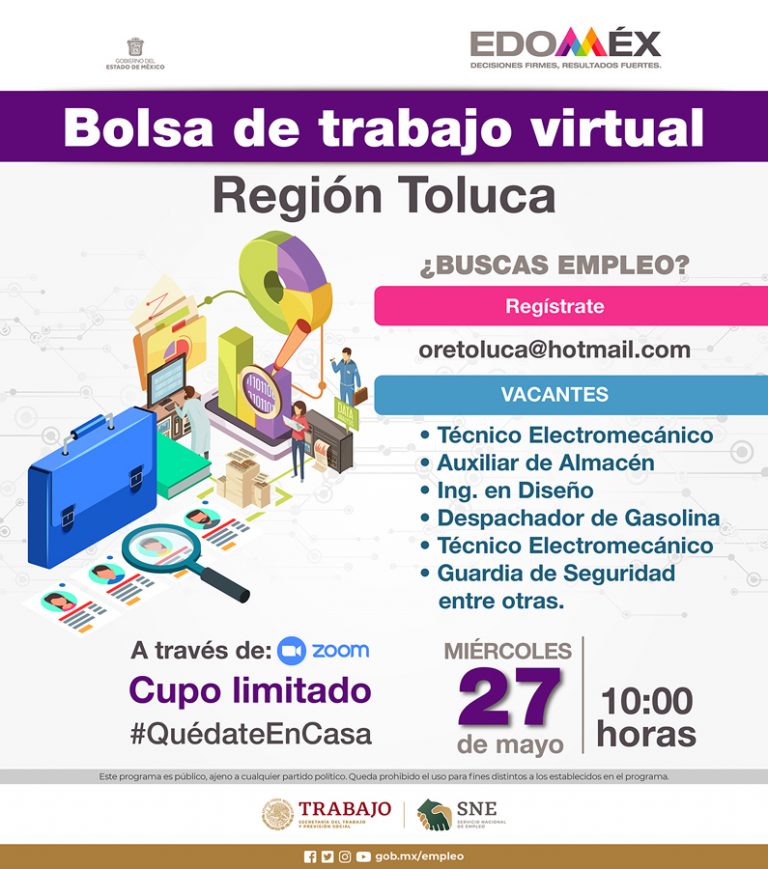 Bolsa de Trabajo: Ofrecerán empleos en Toluca